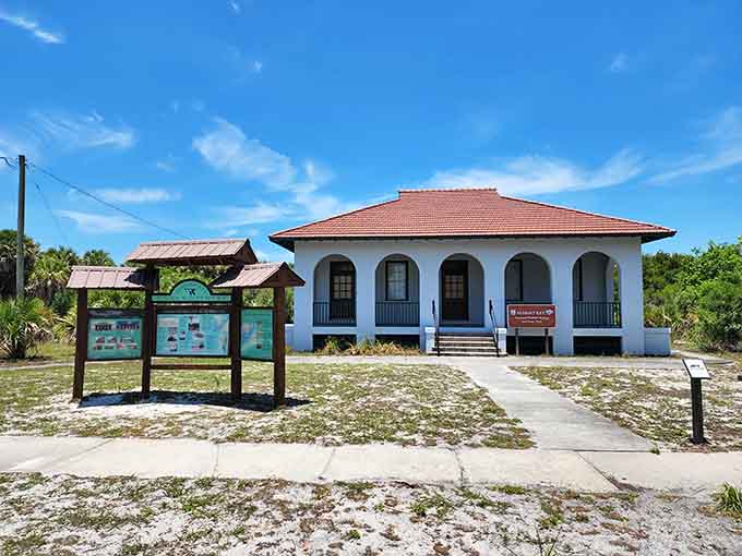 The guardhouse still stands watch, though these days it's mostly keeping an eye on curious tourists and the occasional ambitious tortoise.