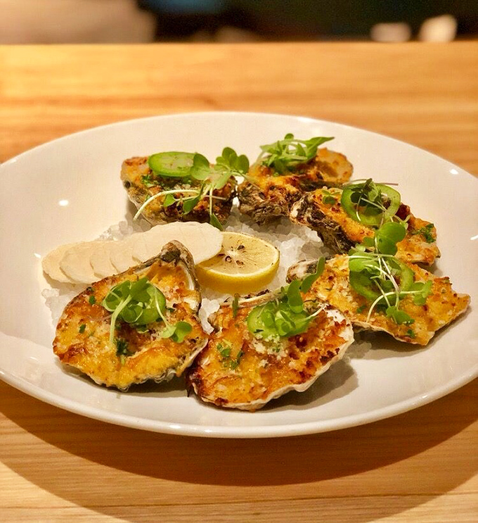 Oysters so fresh they practically introduce themselves. "Hello, we were in the Gulf this morning, and now we're here to make your day better."