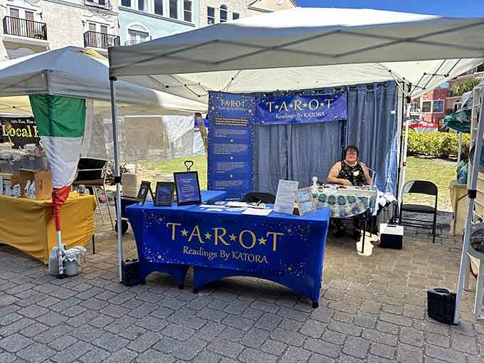 Tarot readings offer glimpses into your future, which probably involves buying more stuff at this charming village than you planned.