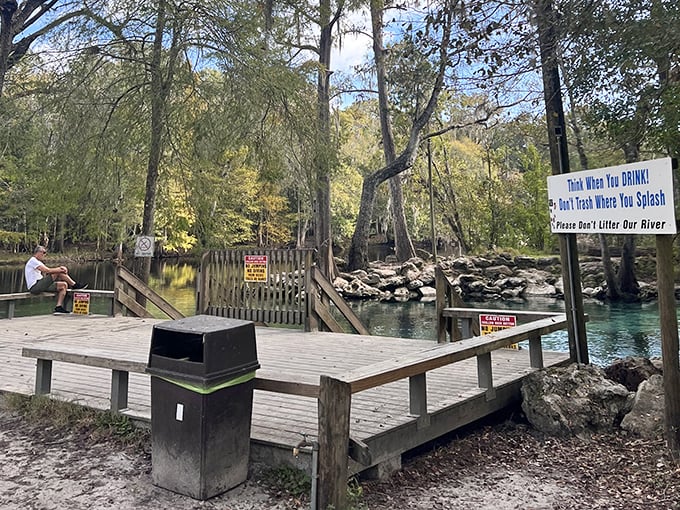 "Think where you DRINK!" - The springs' clever signage reminds visitors to keep this natural treasure pristine.