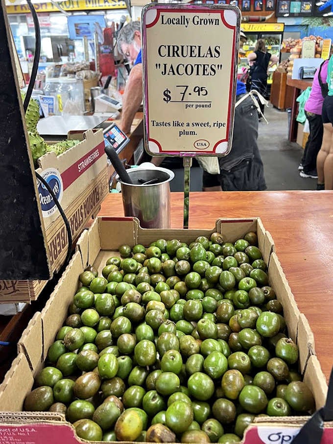 Ciruelas "jacotes" – these little green plums pack a sweet-tart punch that makes your taste buds do a happy dance.