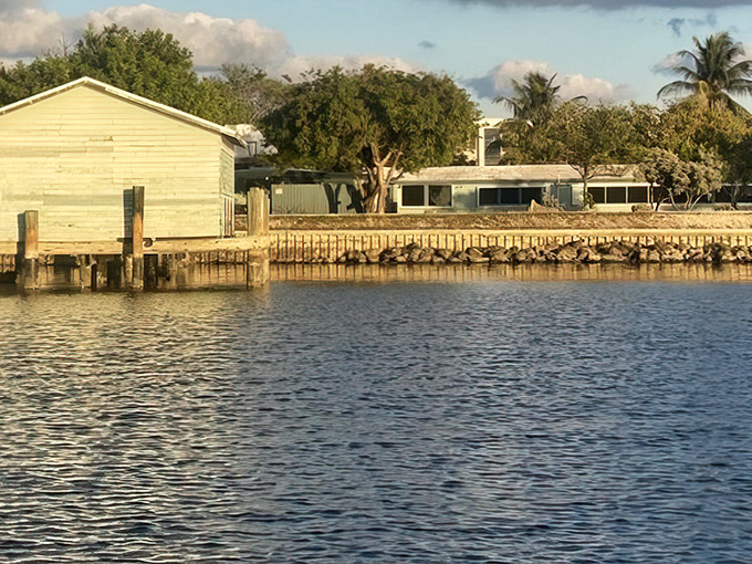 Waterfront homes and docked boats create the quintessential Florida scene near Cap's Place, where water access has always been a way of life.
