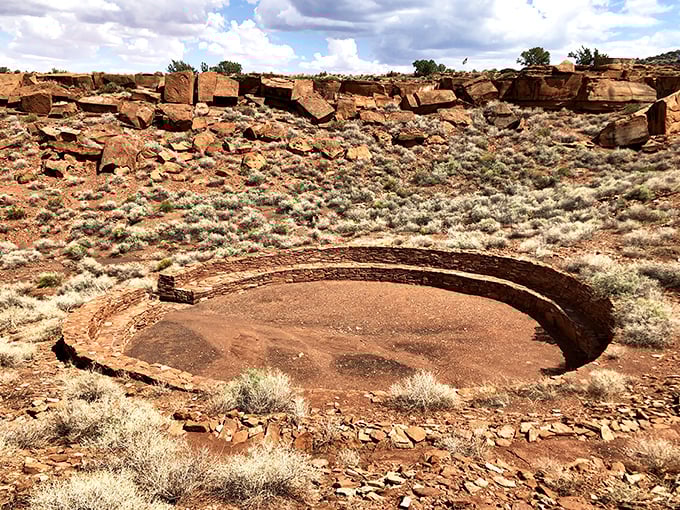 A circular stone structure shows the engineering skills of ancient peoples. Sunset Crater-Wupatki offers visitors a fascinating glimpse into Arizona's volcanic and cultural history.
