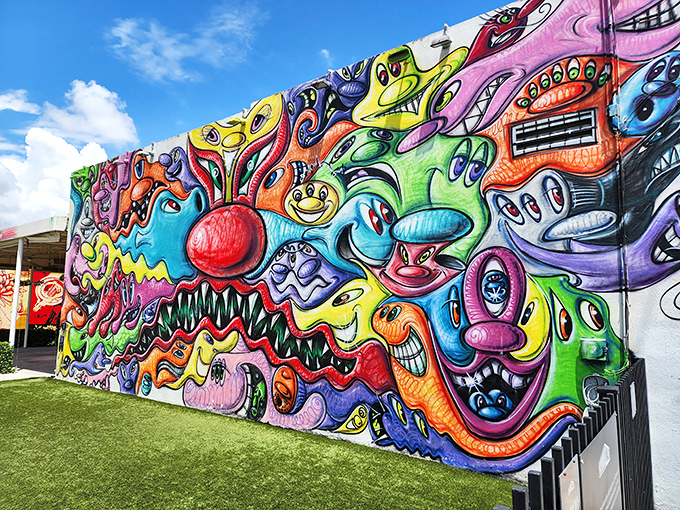 Vibrant characters leap from the walls in Wynwood, transforming urban spaces into a playground of color and imagination.