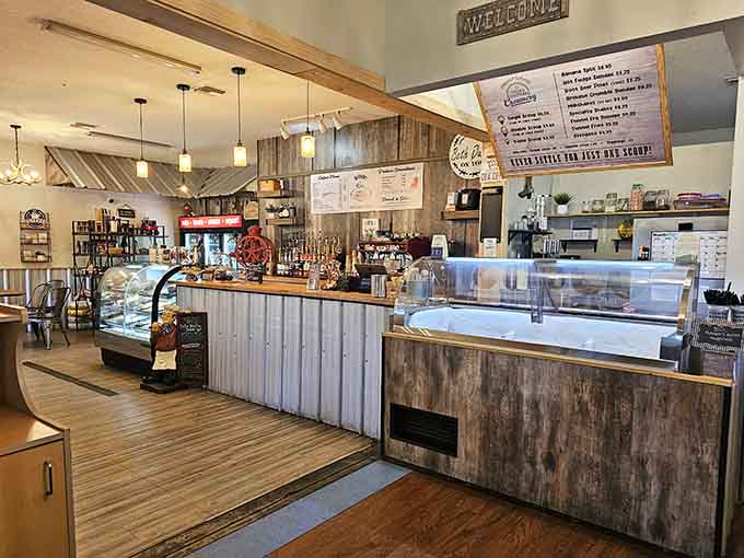 The counter area combines market goods with meal service, creating a community hub where locals gather and visitors feel instantly welcome.