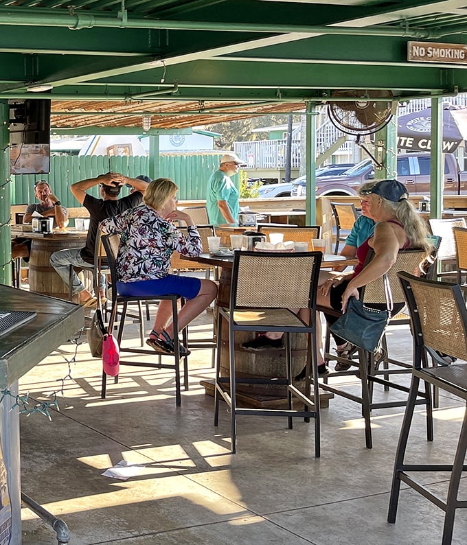 Diners enjoy the casual atmosphere where conversations flow as freely as the drinks, and nobody's in a hurry to be anywhere else.