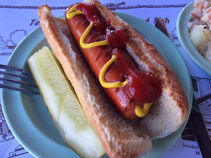 A proper hot dog with all the fixings &ndash; simple pleasures done right in a world of overcomplicated cuisine.