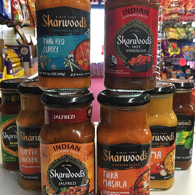Sharwood's curry sauces bring Britain's adopted national dish to Florida kitchens &ndash; tikka masala, vindaloo, and jalfrezi ready for Tuesday night dinner.