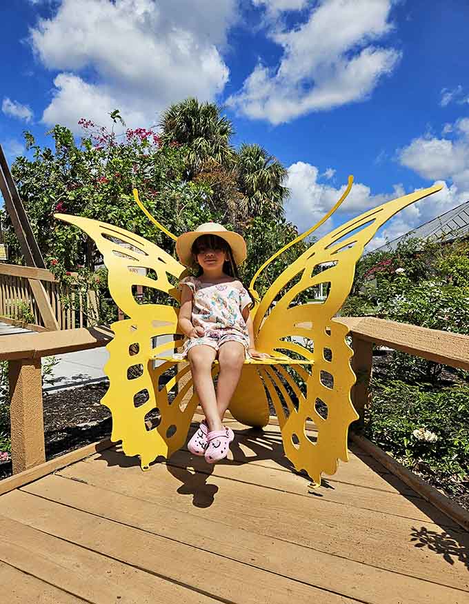 Sitting on a butterfly bench makes you feel like royalty in the most whimsical kingdom imaginable.