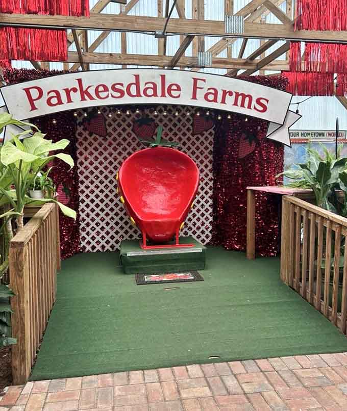 Every strawberry deserves a throne, and this oversized berry seat is perfect for your most Instagram-worthy moment.