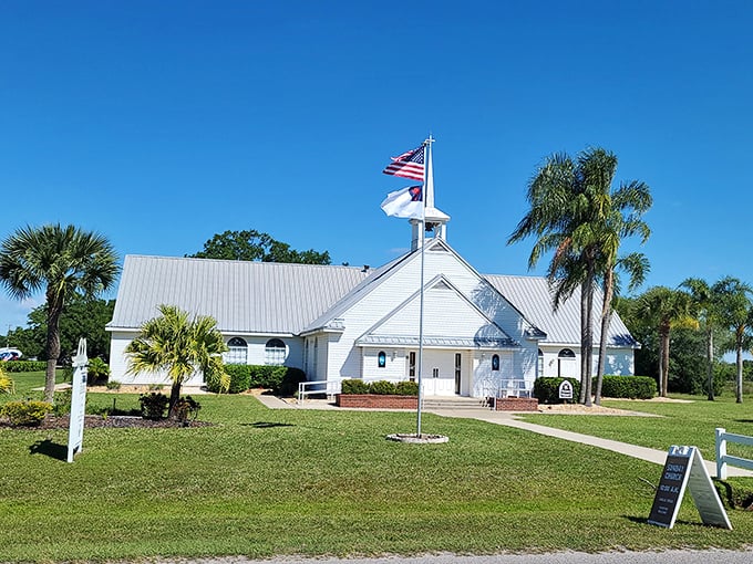 The ranch's charming white chapel stands ready for weddings, offering couples the chance to say "I do" before riding off into the sunset.