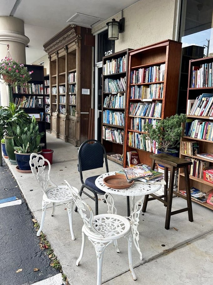 A literary oasis &ndash; where outdoor seating invites you to immediately dive into your newly discovered treasures under Florida sunshine.