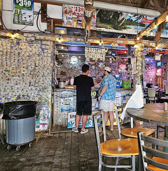 Where the magic happens &ndash; The Freezer's dollar-decorated ordering counter, where seafood dreams come true and cash is still king.