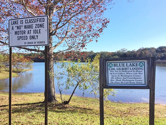 The historic marker at Blue Lake tells the story of this hidden gem, where generations have come to enjoy some of Florida's clearest waters.