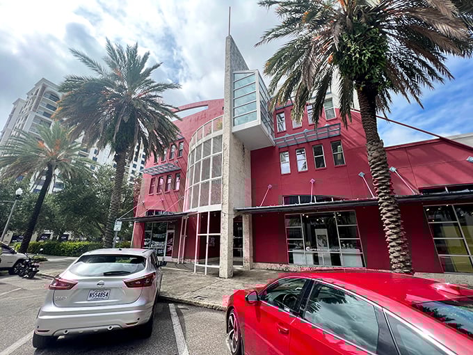 Sunlight plays across the Morean's modern architecture, creating a welcoming space for art lovers of all ages.