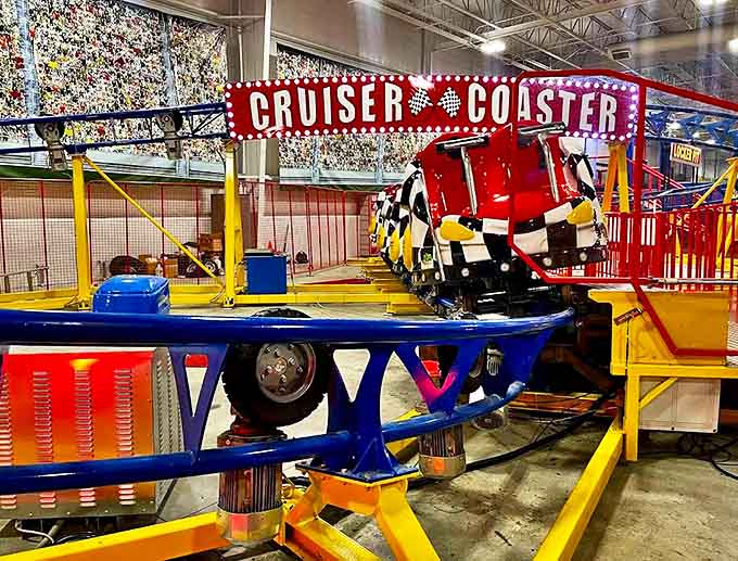 Cruise coaster: Compact thrills await aboard this indoor roller coaster, delivering just enough adrenaline without requiring a change of underwear afterward.