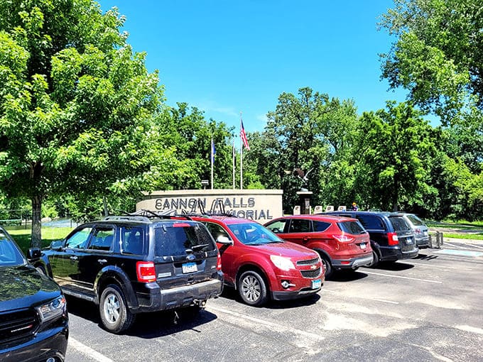 The parking area where adventures begin and end, proving that even practical necessities can have a certain rustic charm about them.
