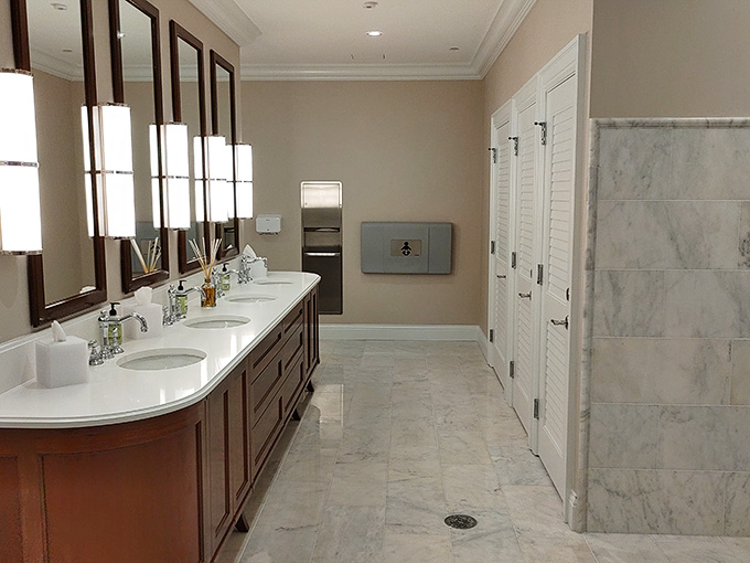 Even the restrooms feature marble and impeccable design, because apparently luxury extends to every square inch of this remarkable property.