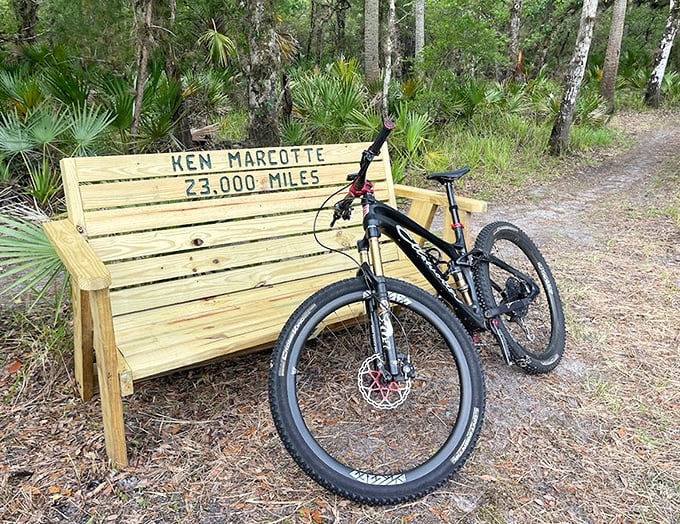 Ken Marcotte's bench commemorates 23,000 miles of footsteps&mdash;making your fitness tracker goals seem adorably modest by comparison.