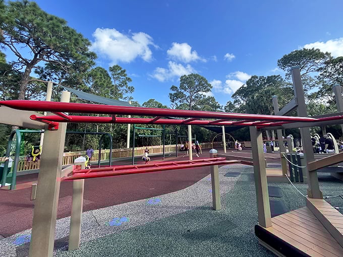 The ultimate climbing challenge that turns kids into temporary mountain goats &ndash; conquering this wall is a badge of honor in the playground hierarchy.
