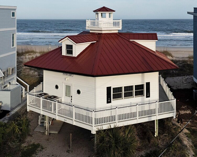 From this angle, Katie's Light reveals its perfect positioning &ndash; close enough to hear each wave, yet safely elevated above potential storm surges.