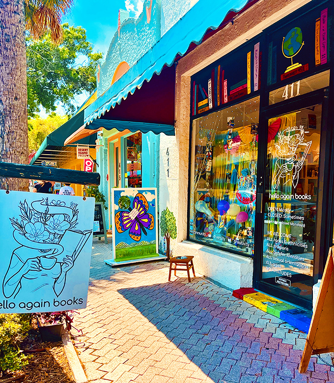 Hello Again Books invites bibliophiles into a colorful literary haven where getting lost among the shelves is not just possible but encouraged.