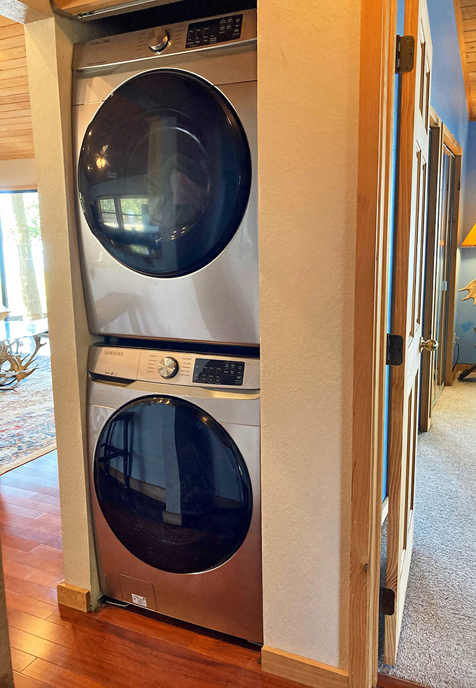 The laundry setup that says "stay awhile" &ndash; because extended relaxation shouldn't require extended wardrobes.