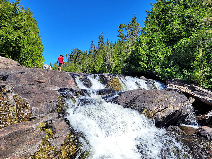 Montreal Falls rewards hikers with a multi-tiered cascade that somehow remains uncrowded even during peak season &ndash; Michigan's best-kept secret.