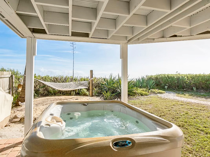 Hot tub heaven with ocean soundtrack &ndash; because relaxation should always come with bubbles and a view.