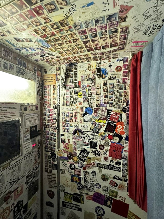 This photo booth has witnessed countless moments of joy and probably a few kisses that weren't supposed to happen.