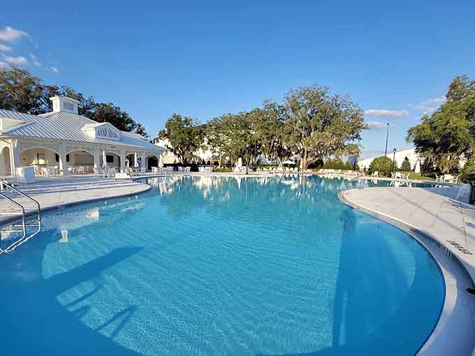 This resort-style pool offers the perfect escape for families, complete with enough space that your kids won't accidentally splash strangers.