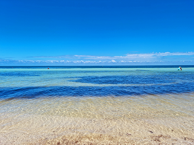 Where sky meets water in a seamless blend of blues, creating the illusion that you could swim right into heaven.