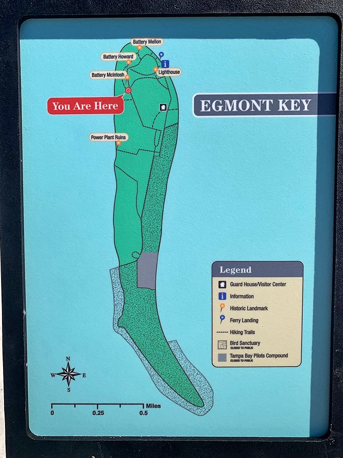 This helpful map reveals Egmont Key's secrets &ndash; from lighthouse lookouts to battery ruins, your treasure map to island adventures.