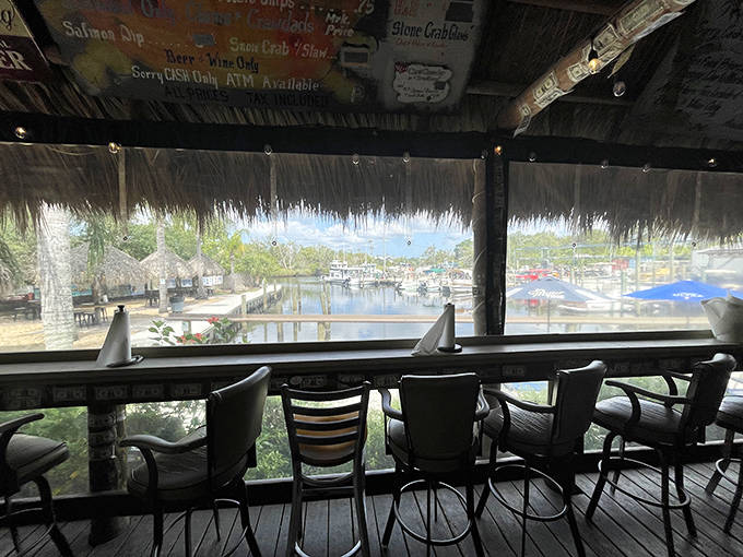 The million-dollar view that no interior designer could create &ndash; boats, birds, and the occasional dolphin provide the perfect dining backdrop.