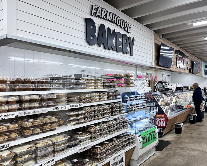 Farmhouse Bakery display: Where cookies and pastries line up like delicious soldiers, each one volunteering to make your day sweeter.