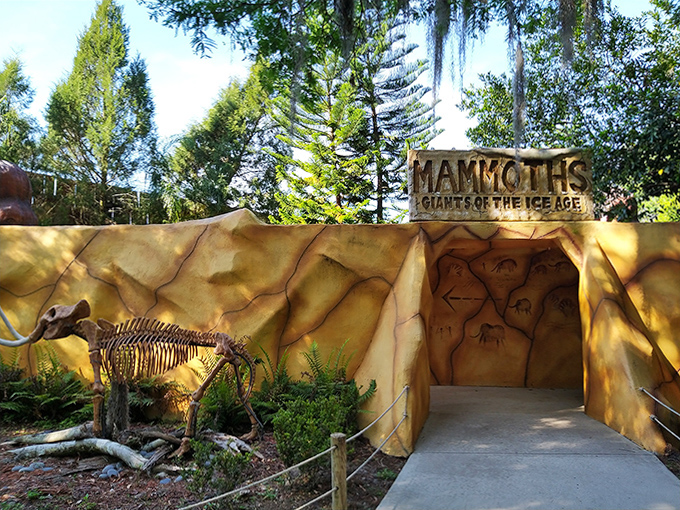 The Mammoth Cave exhibit combines education with atmosphere, letting visitors step into the Ice Age without freezing their tushes off.