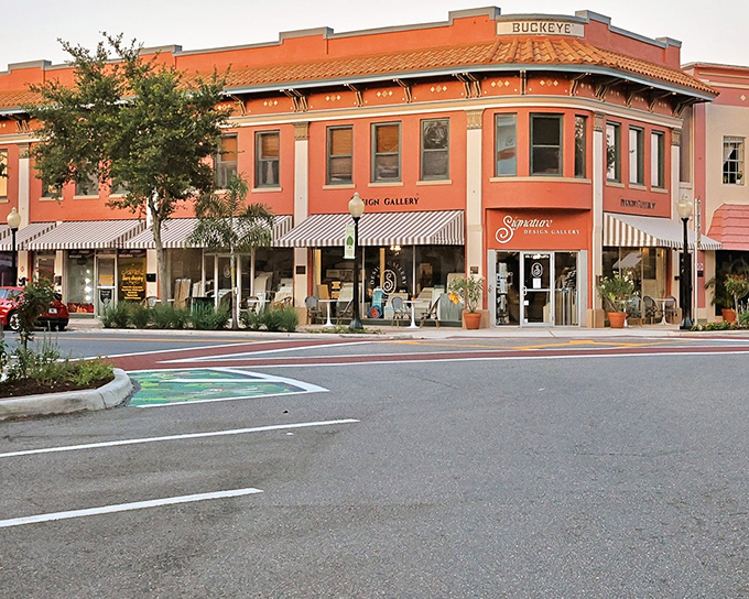 The Buckeye building stands as a testament to Sebring's architectural heritage, with its distinctive corner design and classic storefront that makes modern strip malls look even more depressing by comparison.