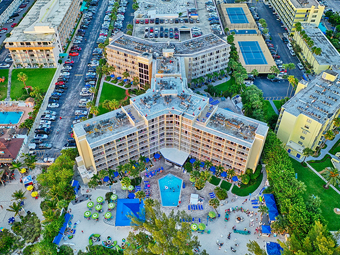 This aerial view reveals the resort's thoughtful design &ndash; a coastal sanctuary where every room faces either sunrise, sunset, or something equally spectacular.