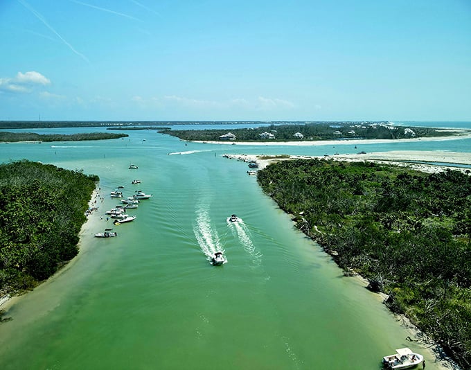 Boater's heaven: The channel between mangrove islands creates a natural highway for watercraft and marine life alike.