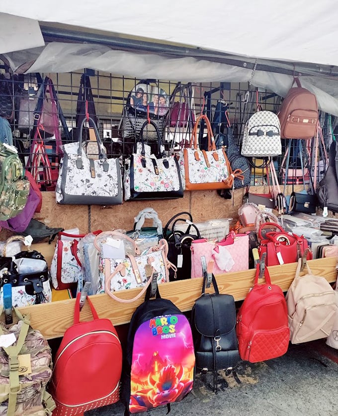 Bag bonanza! From backpacks to purses, these colorful carriers compete for attention like puppies at the pound.