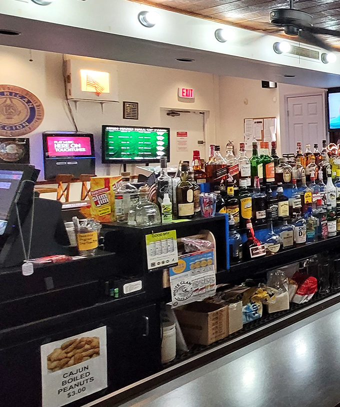 The well-stocked bar area offers libations for those seeking something stronger than coffee with their comfort food classics.