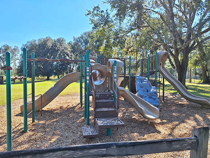 Little adventurers can burn off energy at this playground after exploring the falls – because appreciation for nature starts young!