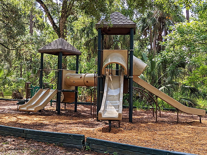 Even in wilderness, kids need to be kids&mdash;this playground proves nature appreciation and "Watch me slide, Mom!" can coexist beautifully.