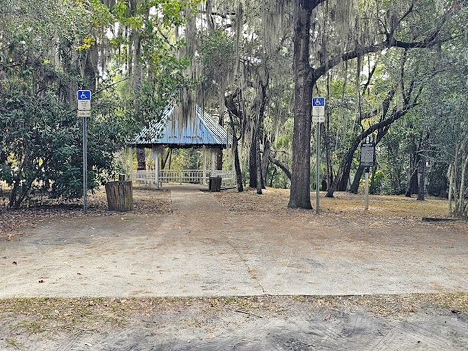 This shaded gazebo provides the perfect respite from Wisconsin summer heat &ndash; where dappled sunlight creates natural air conditioning.