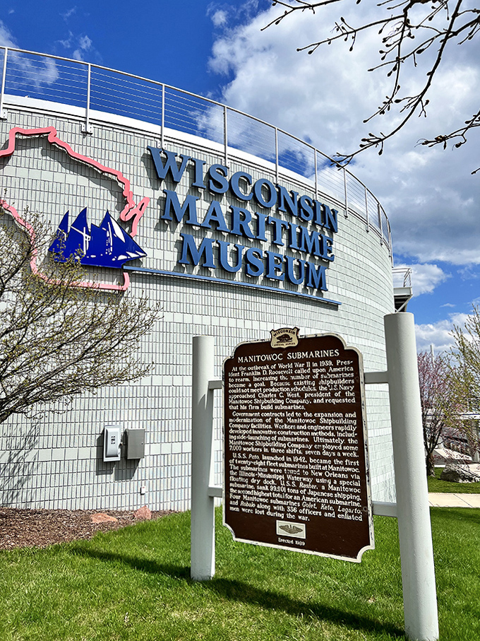 The museum's historical marker tells the story of Manitowoc's surprising submarine production &ndash; freshwater-built vessels that traveled 1,100 miles to reach the ocean.