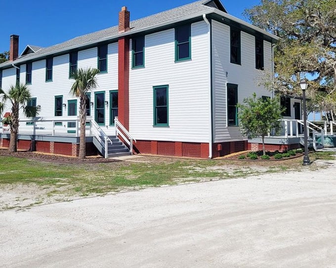 The historic Pacetti Hotel stands as another preserved treasure near the lighthouse, its weathered exterior telling stories of Florida's past.