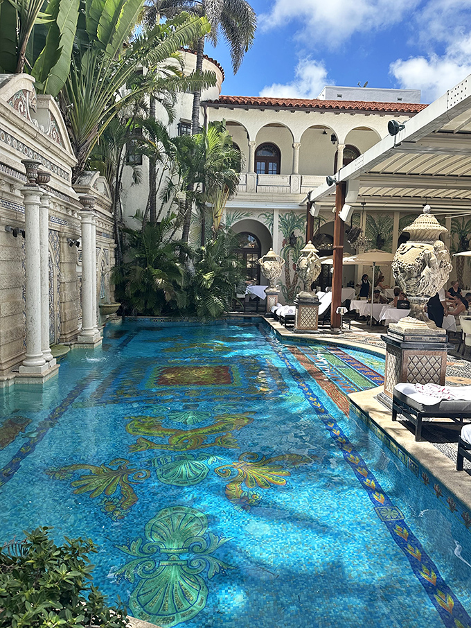 The crown jewel of Gianni's &ndash; a mosaic masterpiece where 24-karat gold tiles create an underwater canvas that elevates poolside dining to art.