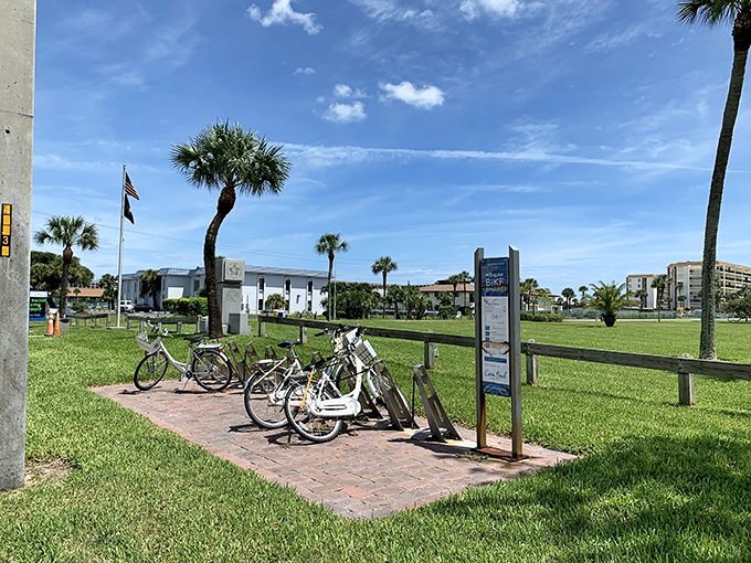 Sidney Fischer Park provides the perfect spot for bicycle rentals, allowing visitors to explore the village's charms on two wheels under Florida's famous blue skies.