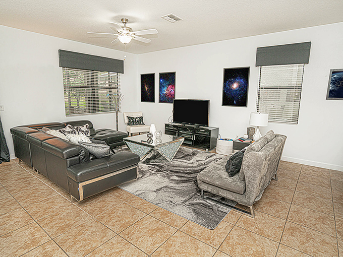 The living area balances galactic themes with comfortable Earth comforts&mdash;proving you can enjoy both worlds without choosing sides.