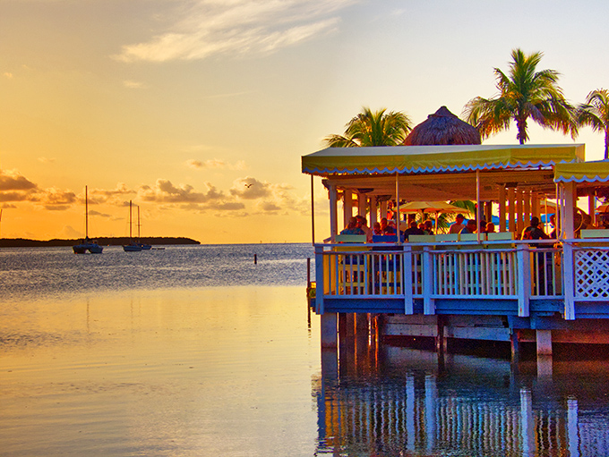 Colorful waterfront establishments capture the Keys' playful spirit, where happy hour isn't just a time but a philosophy of island living.